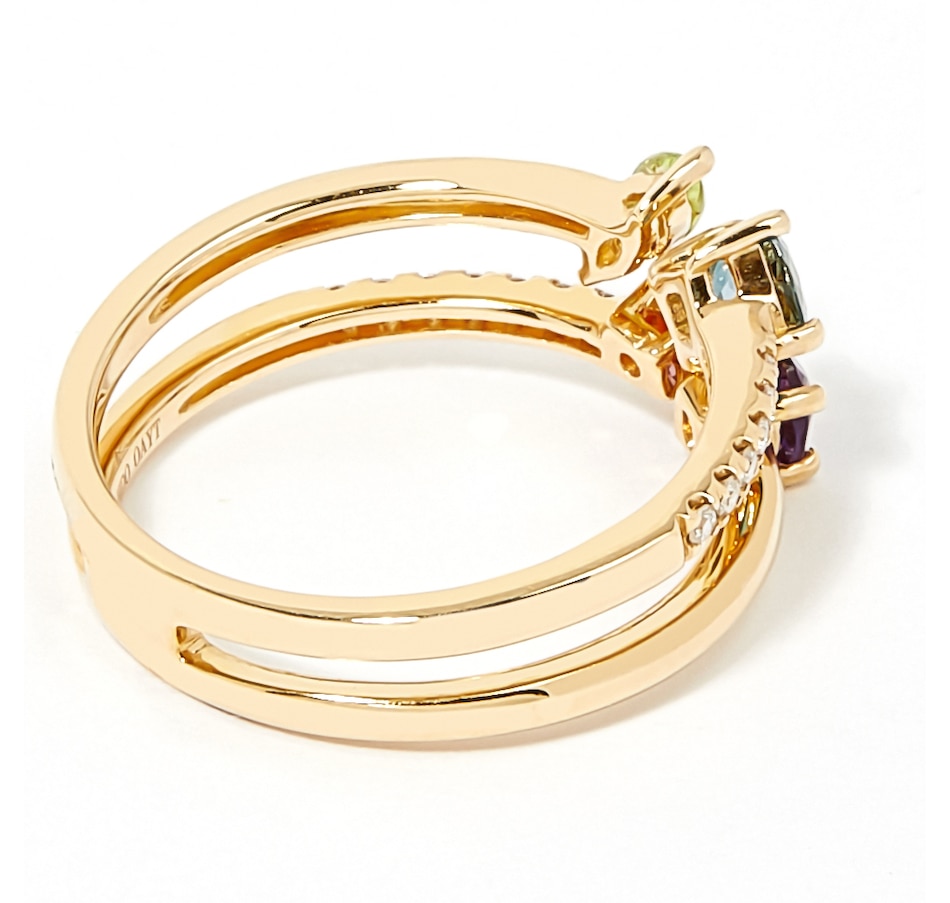 Gem Creations 10K Yellow Gold Semi Precious Gemstones & Diamond Ring ...