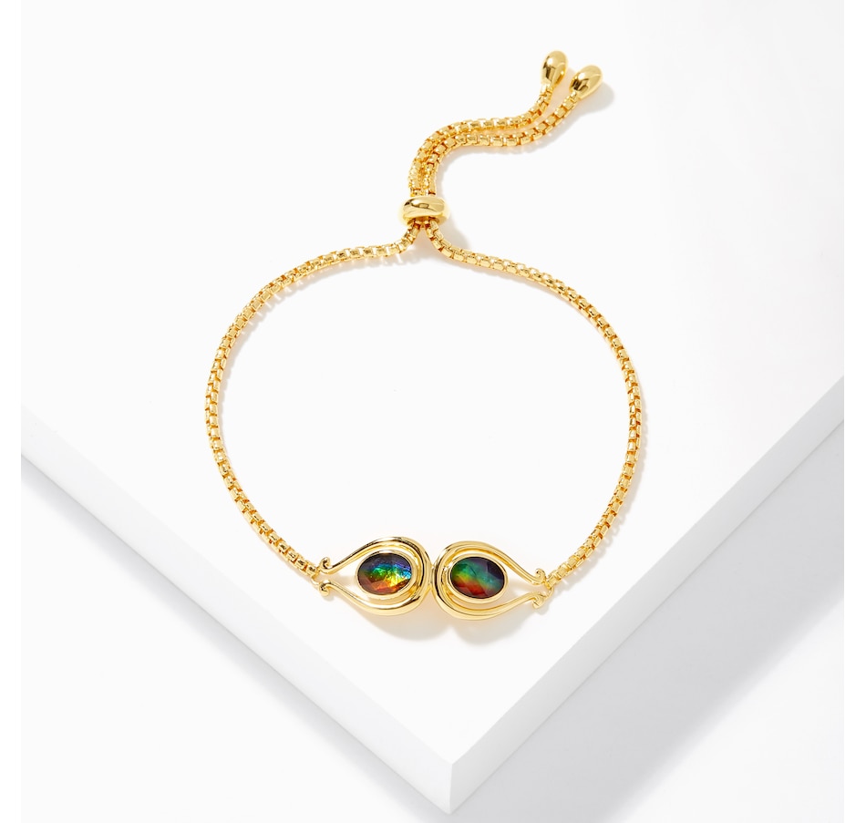 Canadian Ammolite Gems Sterling Silver Ammolite Bolo Bracelet - TSC.ca