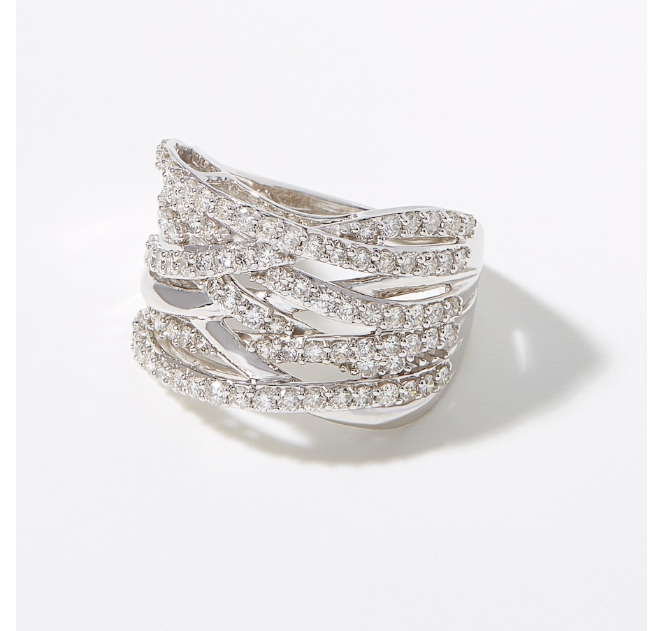 10K White Gold 1.50 ctw Diamond Multi-Row Crossover Ring - TSC.ca