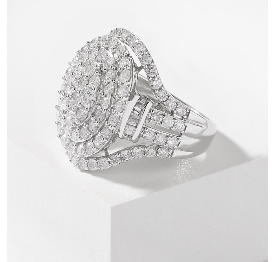10K White Gold 2.98ctw Multi Layer Diamond Ring - TSC.ca