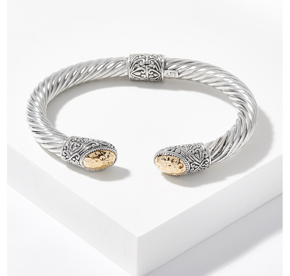 Samuel B. Collection Sterling Silver 18K Yellow Gold Hammered Gold ...