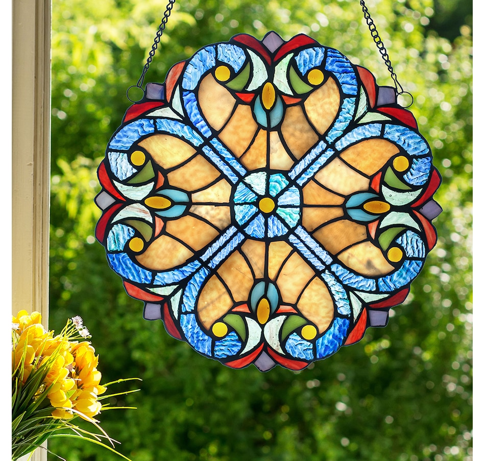 Tiffany Style 12"H Stained Glass Halston Window Panel - TSC.ca