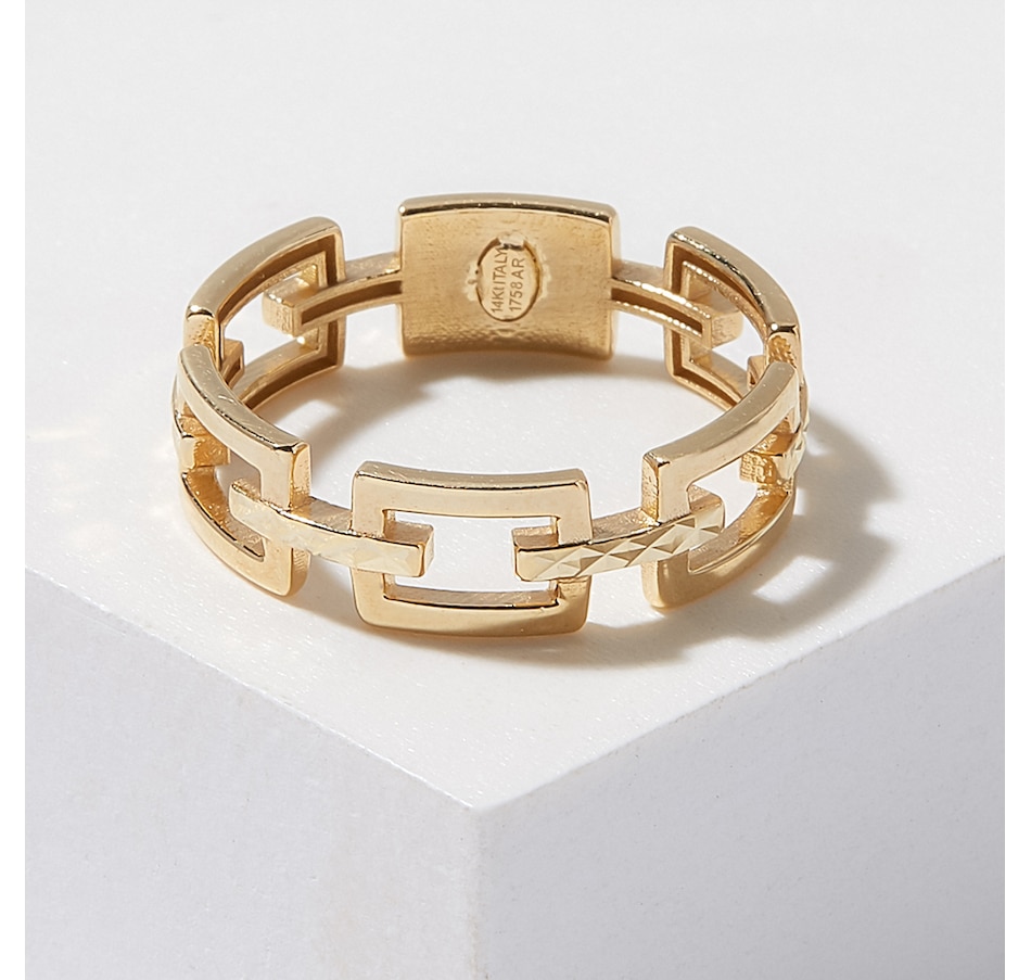 Stefano Oro 14K Yellow Gold Paperclip Diamond Cut Ring - TSC.ca