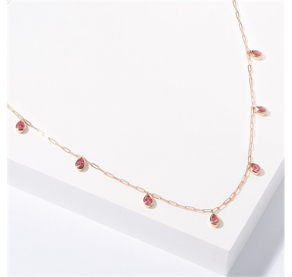 Gem Creations 14K Rose Gold Pink Tourmaline Station Necklace - TSC.ca
