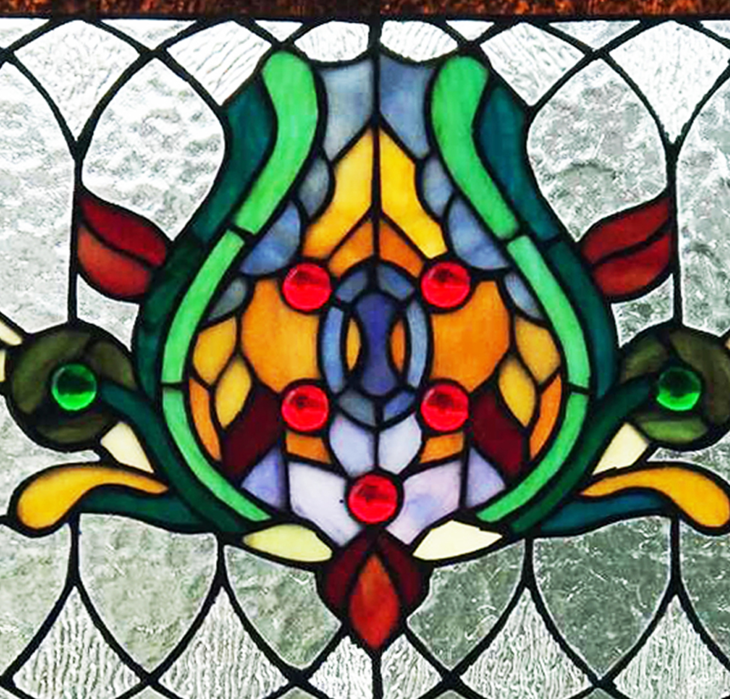 Tiffany Style Fleur de Lis Stained Glass Pub Window Panel - TSC.ca