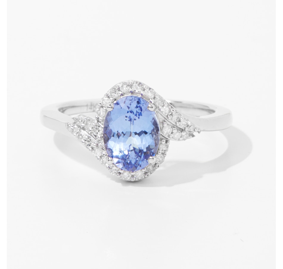 Gem Creations 14K White Gold 8mm x 6mm Oval Tanzanite and White ...