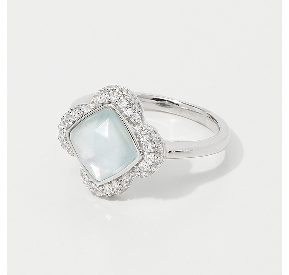 Charles Garnier Sterling Silver Rhodium Plate "Bliss" Mother of Pearl, Synthetic Turquoise ...