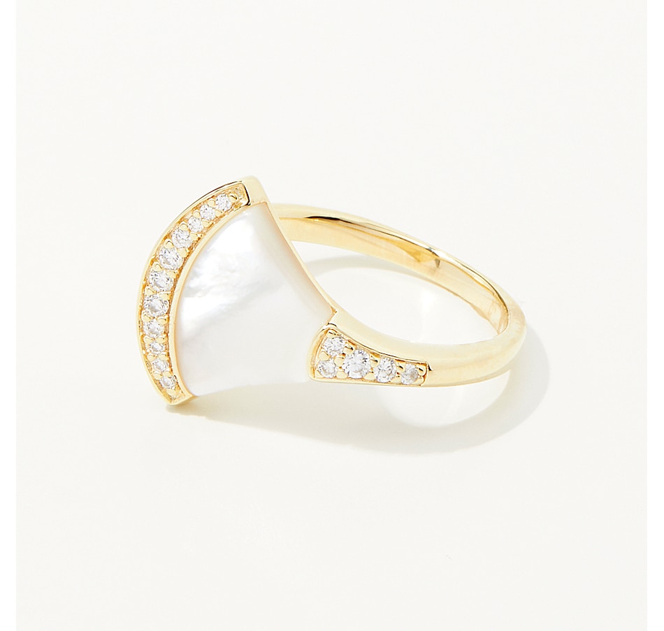 Charles Garnier Sterling Silver Yellow Gold Plate "Fanflare" White ...