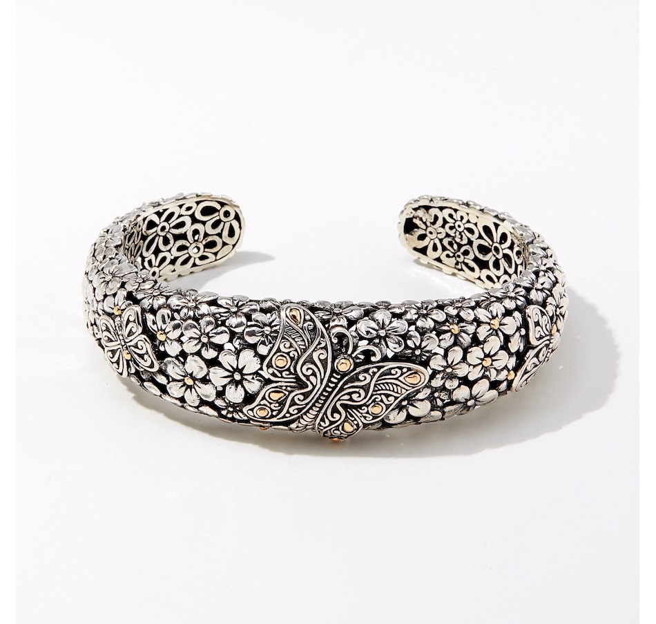 Samuel B. Collection Sterling Silver/18K Butterfly Hinged Bangle - TSC.ca