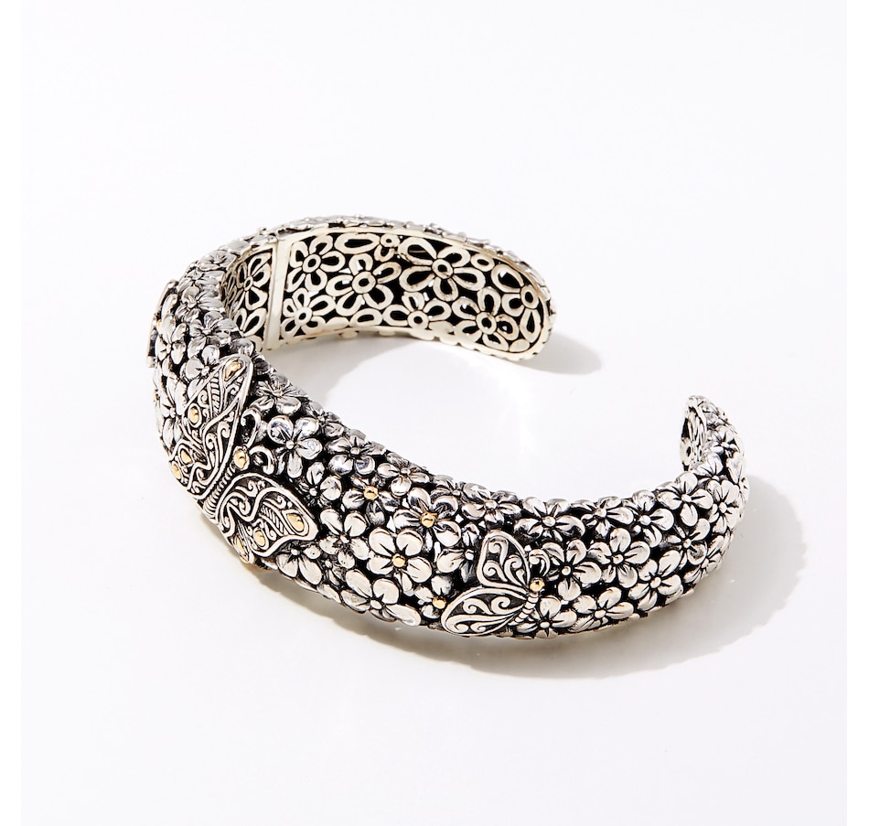 Samuel B. Collection Sterling Silver/18K Butterfly Hinged Bangle - TSC.ca