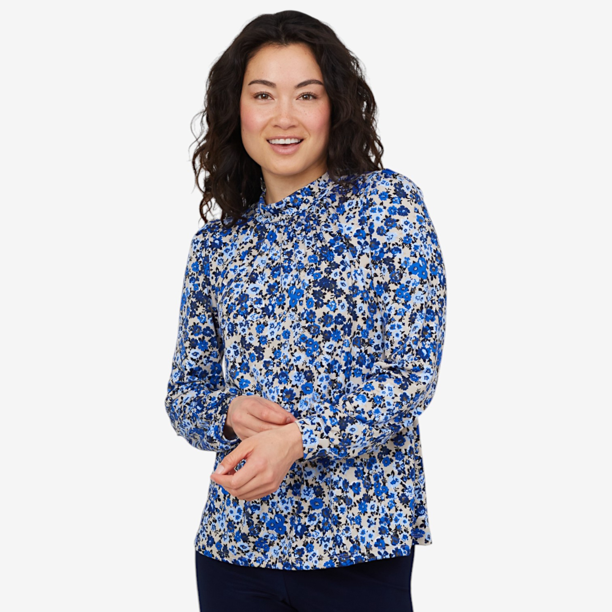 Kim & Co. Printed Brazil Knit Elegant Top - TSC.ca