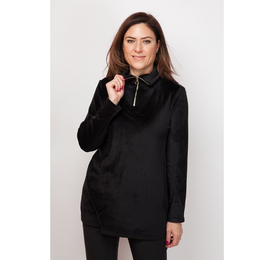 Kim & Co. Stretch Velour Tunic With Zipper Detail - TSC.ca