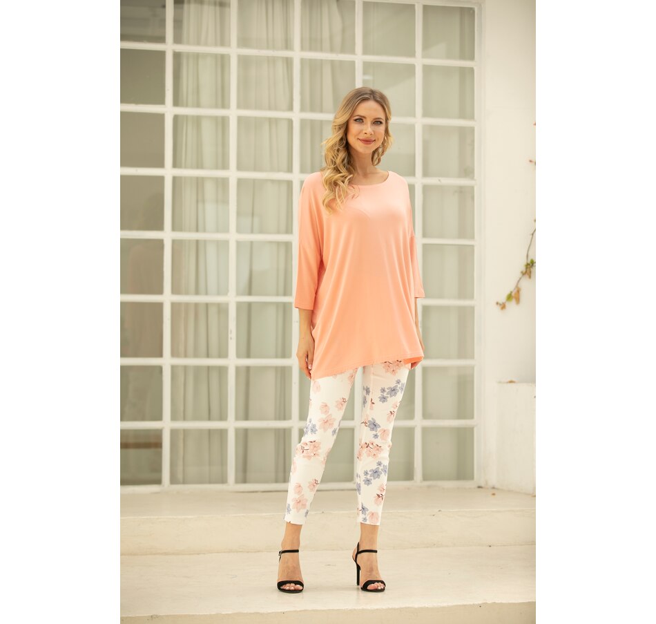 Orange Fashion Village Bamboo 3/4 Sleeve Boatneck Top - TSC.ca