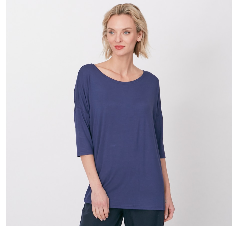 Orange Fashion Village Bamboo 3/4 Sleeve Boatneck Top - TSC.ca