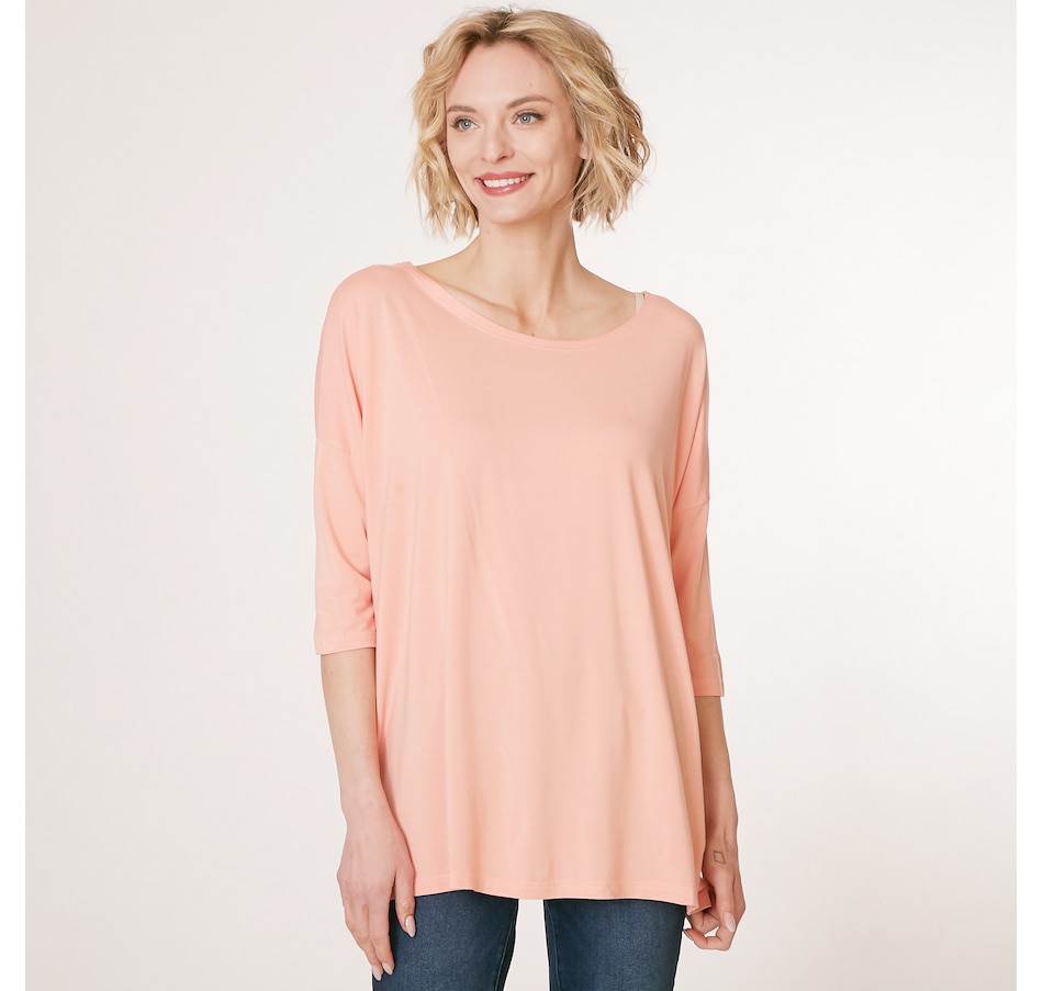 Orange Fashion Village Bamboo 3/4 Sleeve Boatneck Top - TSC.ca