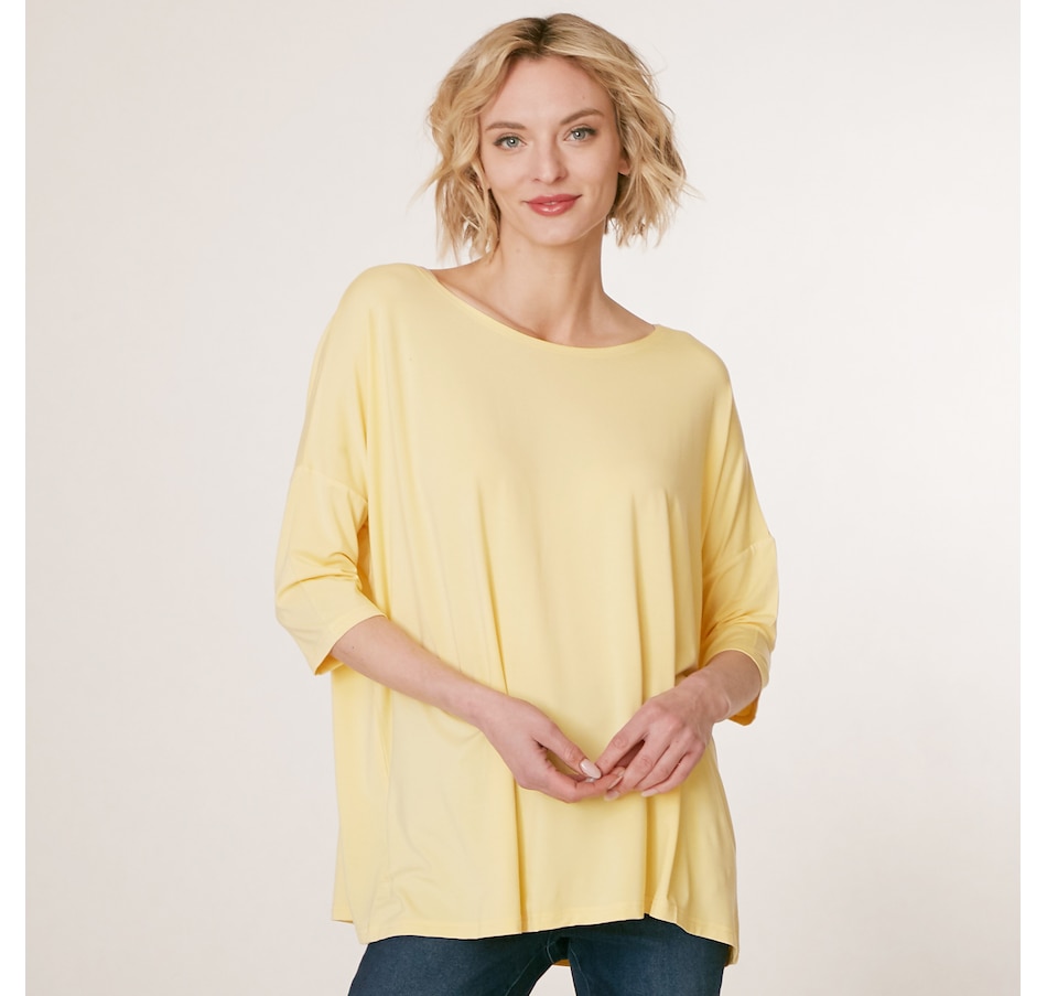 Orange Fashion Village Bamboo 3/4 Sleeve Boatneck Top - TSC.ca