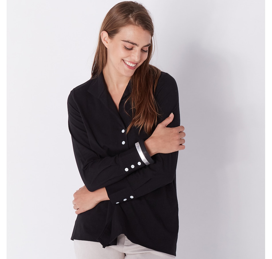 WynneLayers Cotton Span Knit 3-Button Shirt - TSC.ca