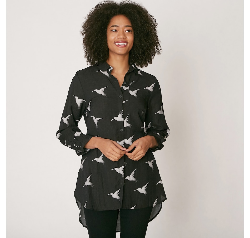 Red Coral Button Front Print Blouse - TSC.ca