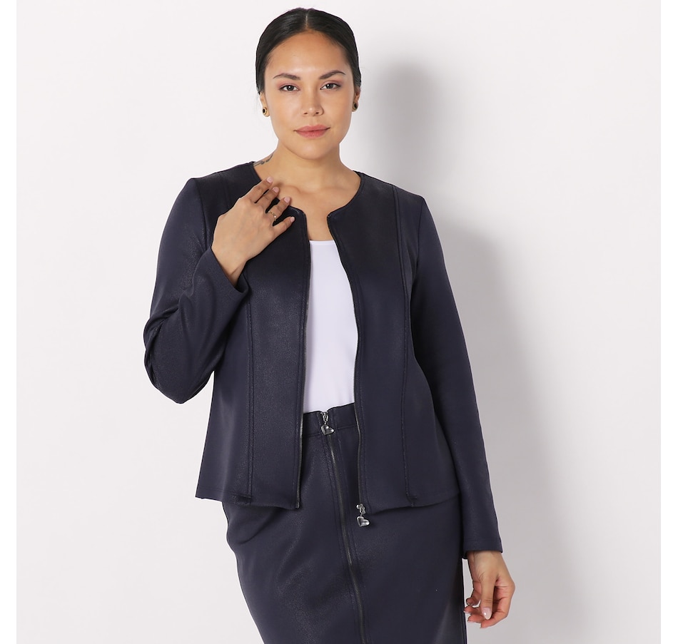 Kim & Co. Croco Faux Leather Zipper Jacket - TSC.ca