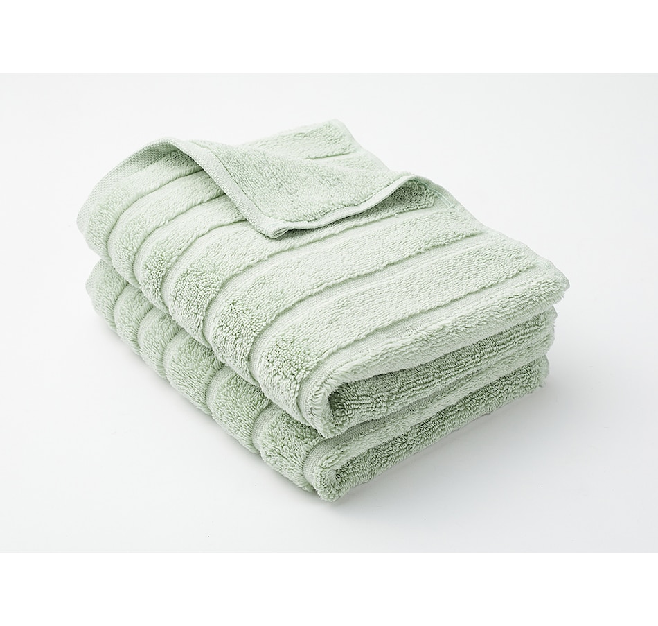 Home Suite Luxury 600GSM Zero Twist Cotton Stripe Hand Towel (2-Pack ...