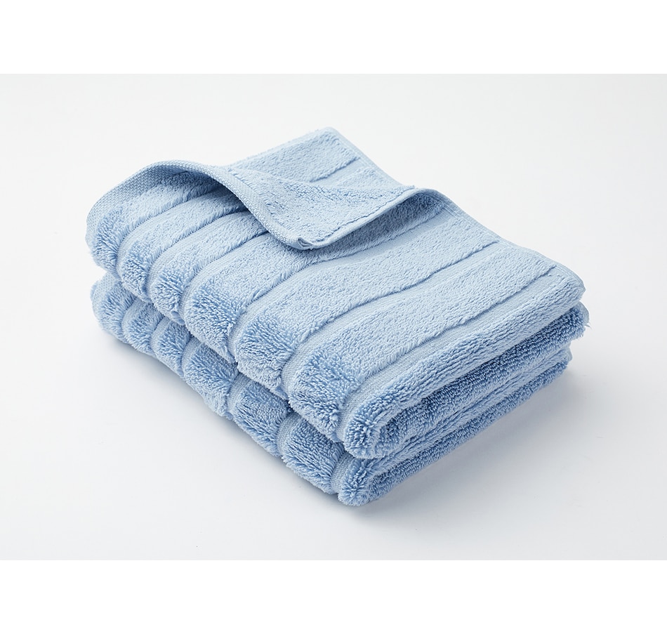 Home Suite Luxury 600GSM Zero Twist Cotton Stripe Hand Towel (2-Pack ...