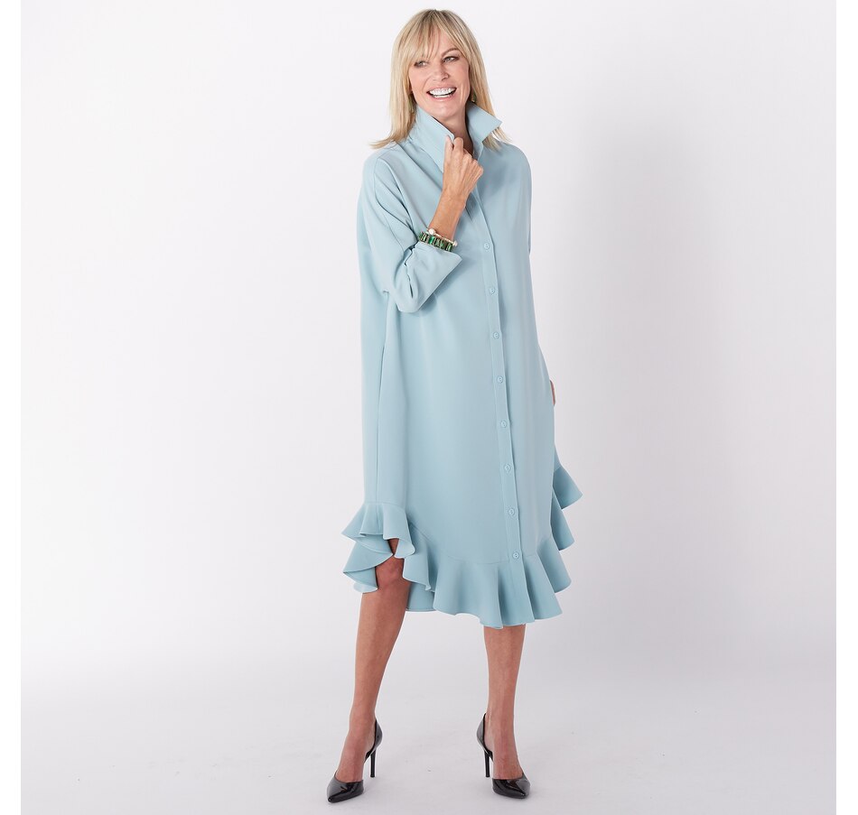 Brian Bailey Long Sleeve Ruffle Bottom Shirt Dress - TSC.ca