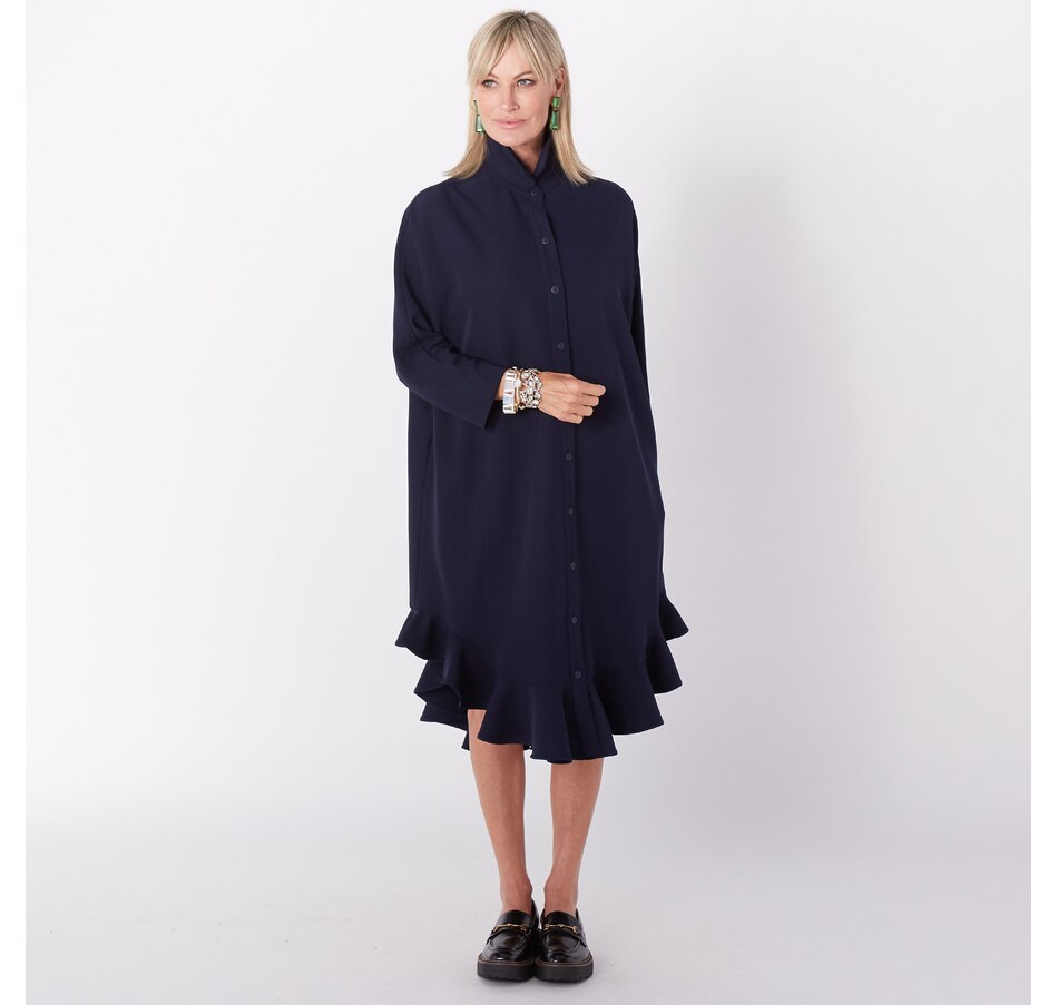 Brian Bailey Long Sleeve Ruffle Bottom Shirt Dress - TSC.ca