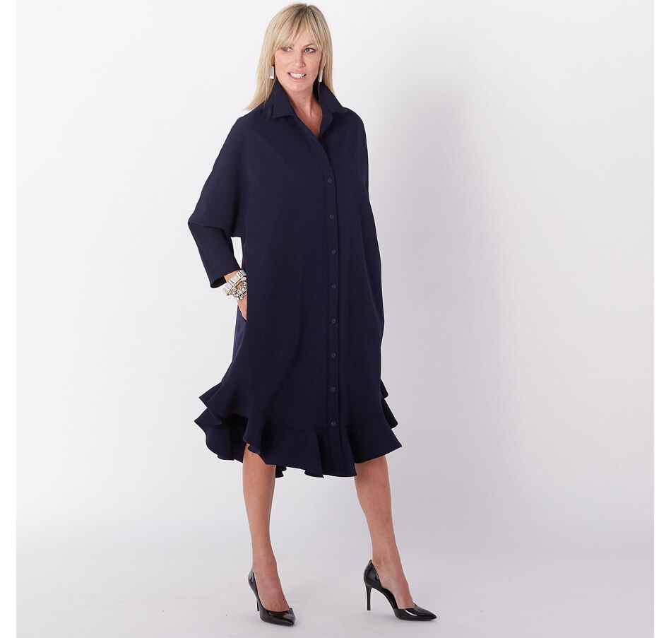 Brian Bailey Long Sleeve Ruffle Bottom Shirt Dress - TSC.ca