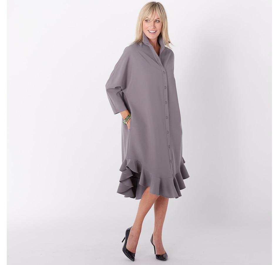 Brian Bailey Long Sleeve Ruffle Bottom Shirt Dress - TSC.ca