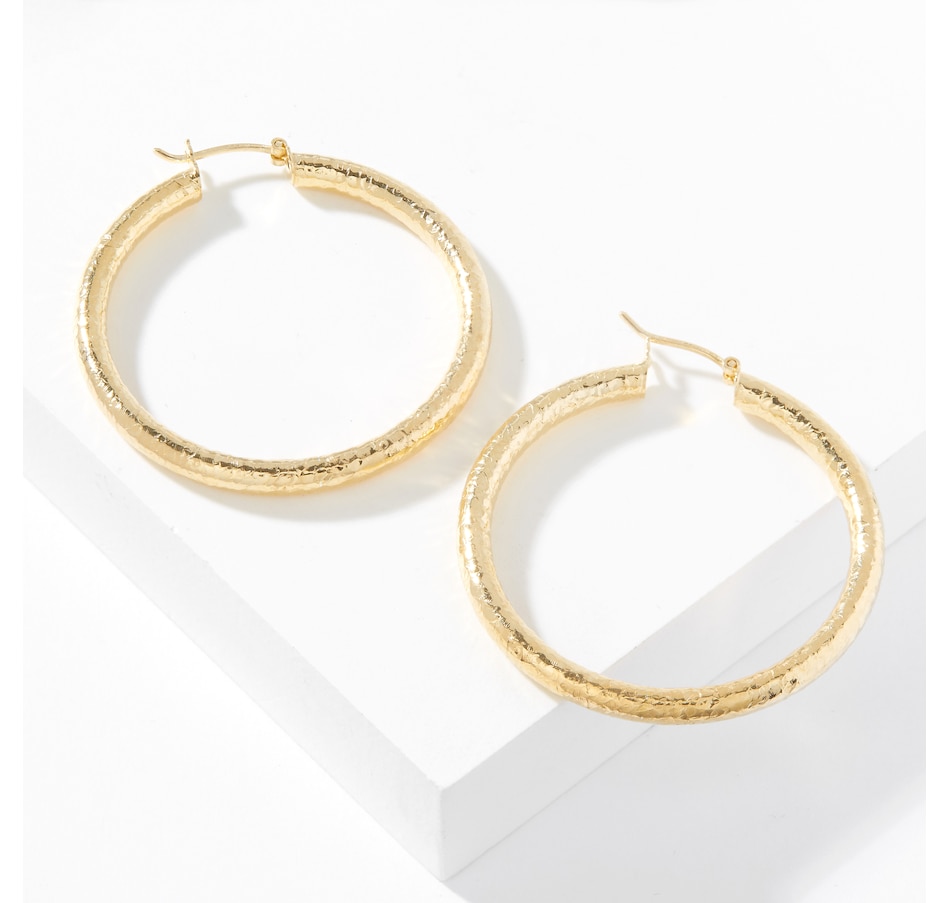 Silver Gallery Sterling Silver Large Textured Hoop Earrings - TSC.ca