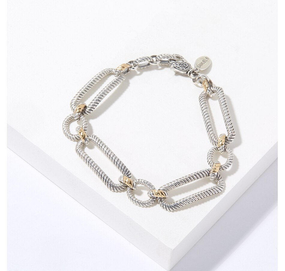 Samuel B Collection Sterling Silver & 18K Yellow Gold Twisted Cable ...