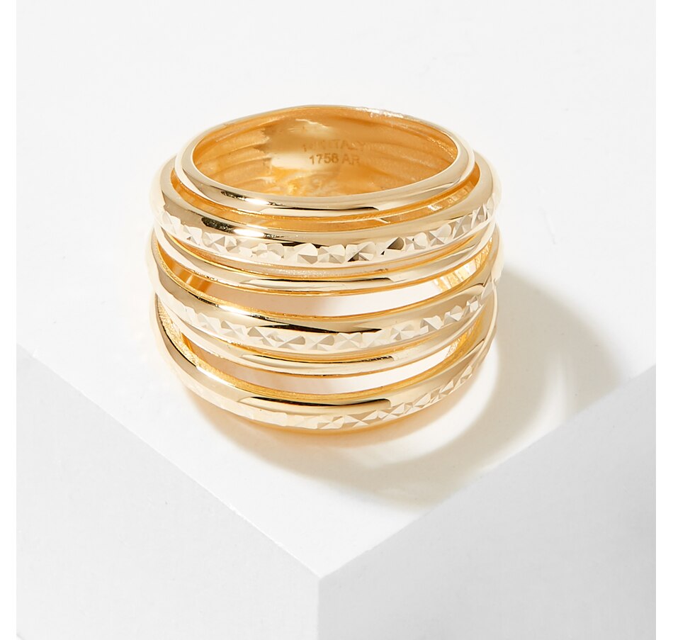 Stefano Oro 14K Yellow Gold Diamond Cut Multi Strand Ring - TSC.ca