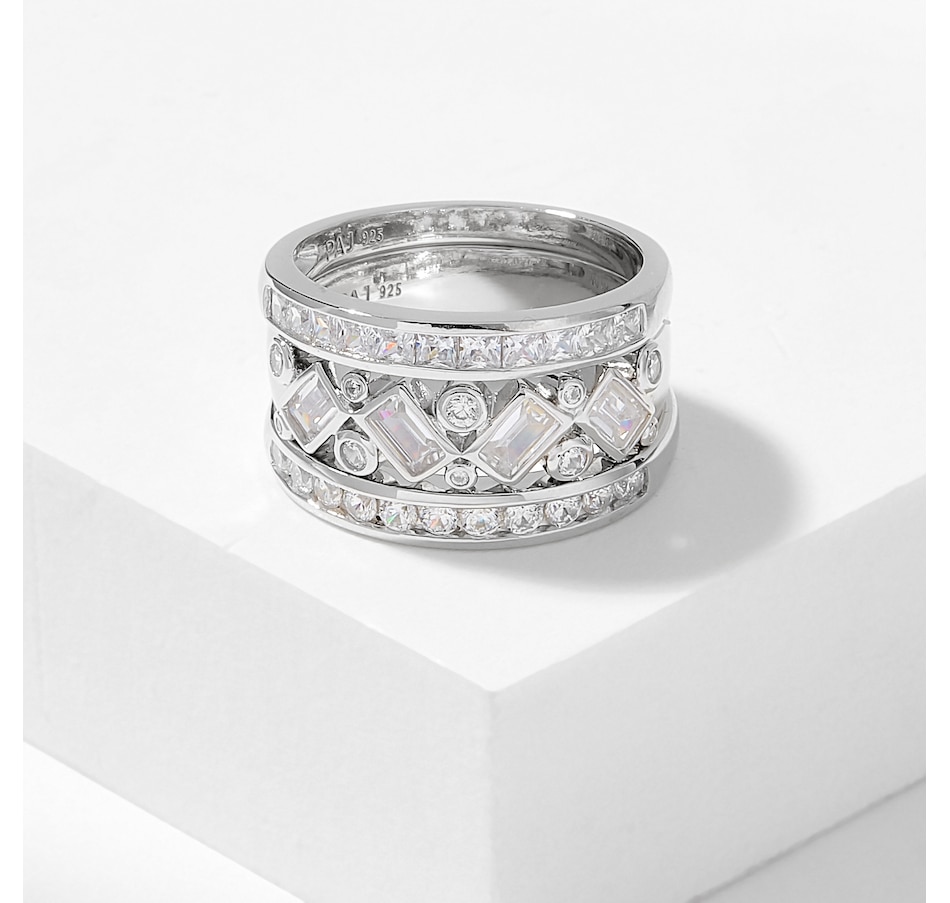 Diamonelle Sterling Silver Diamonelle Set of 3 Multi Stone Ring - TSC.ca