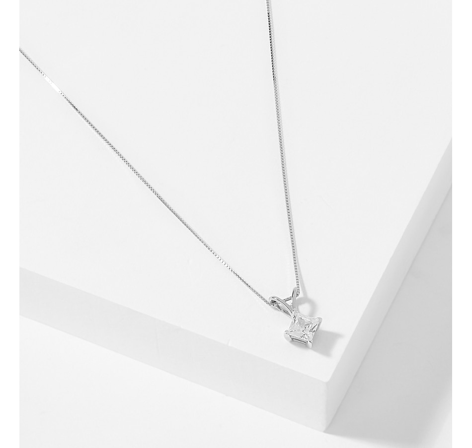 Diamonelle 14K Gold Princess Cut Diamonelle Solitaire Pendant with ...