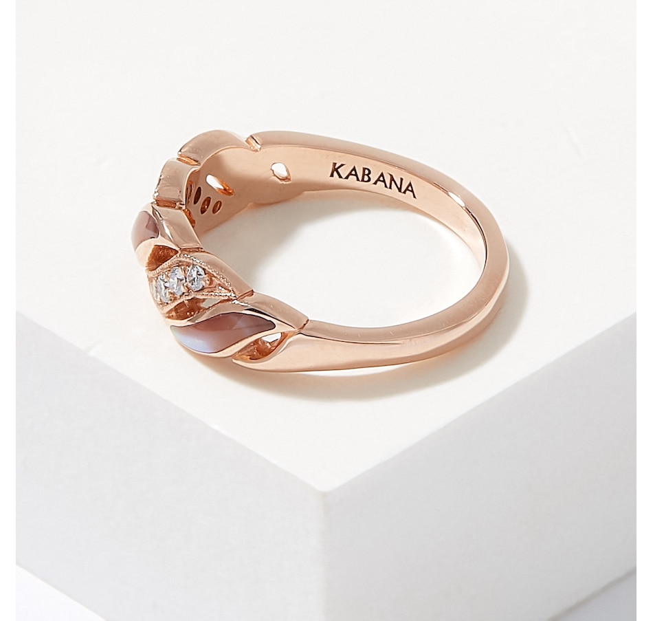 Kabana 14K Rose Gold Pink Mother of Pearl & Diamond Twist Design Ring ...