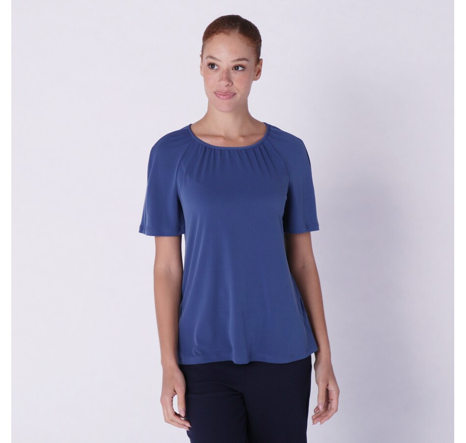 Kim & Co. Brazil Knit Jersey Top With Ruched Neckline - TSC.ca