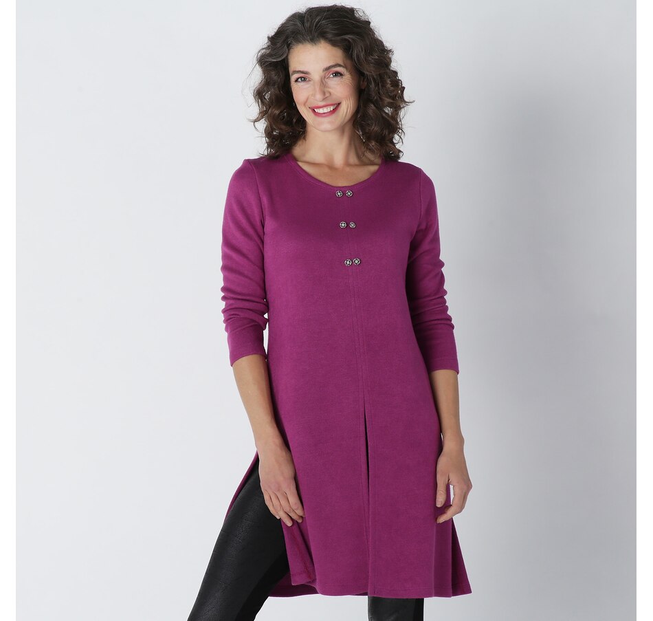 Marallis Split Front Sweater with Button Detail - TSC.ca