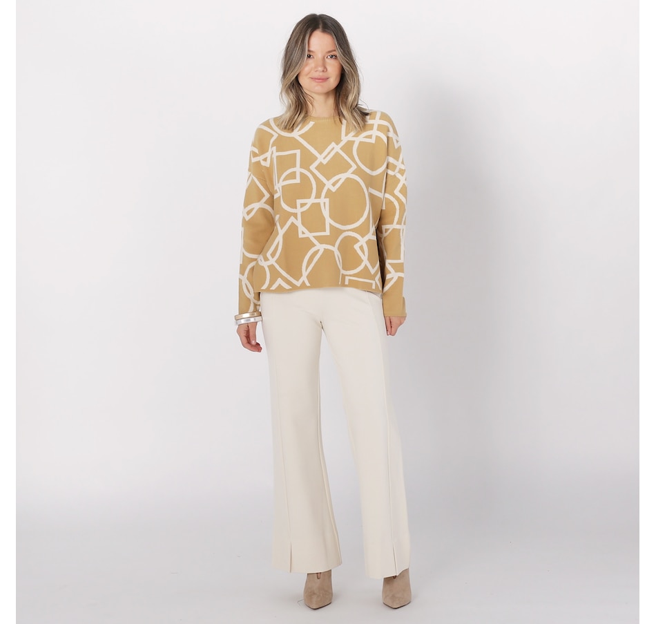 Wynne Layers Geo Pattern Jacquard Unstructured Cropped Sweater - TSC.ca