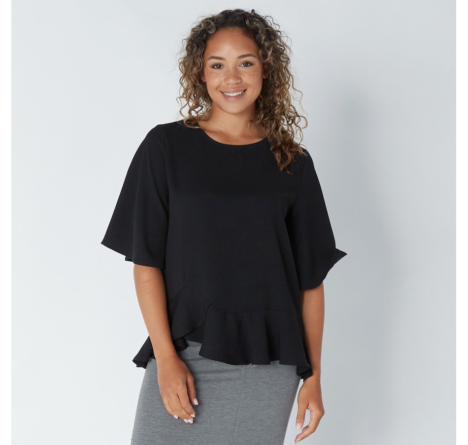 Red Coral Ruffle Trim Top - TSC.ca