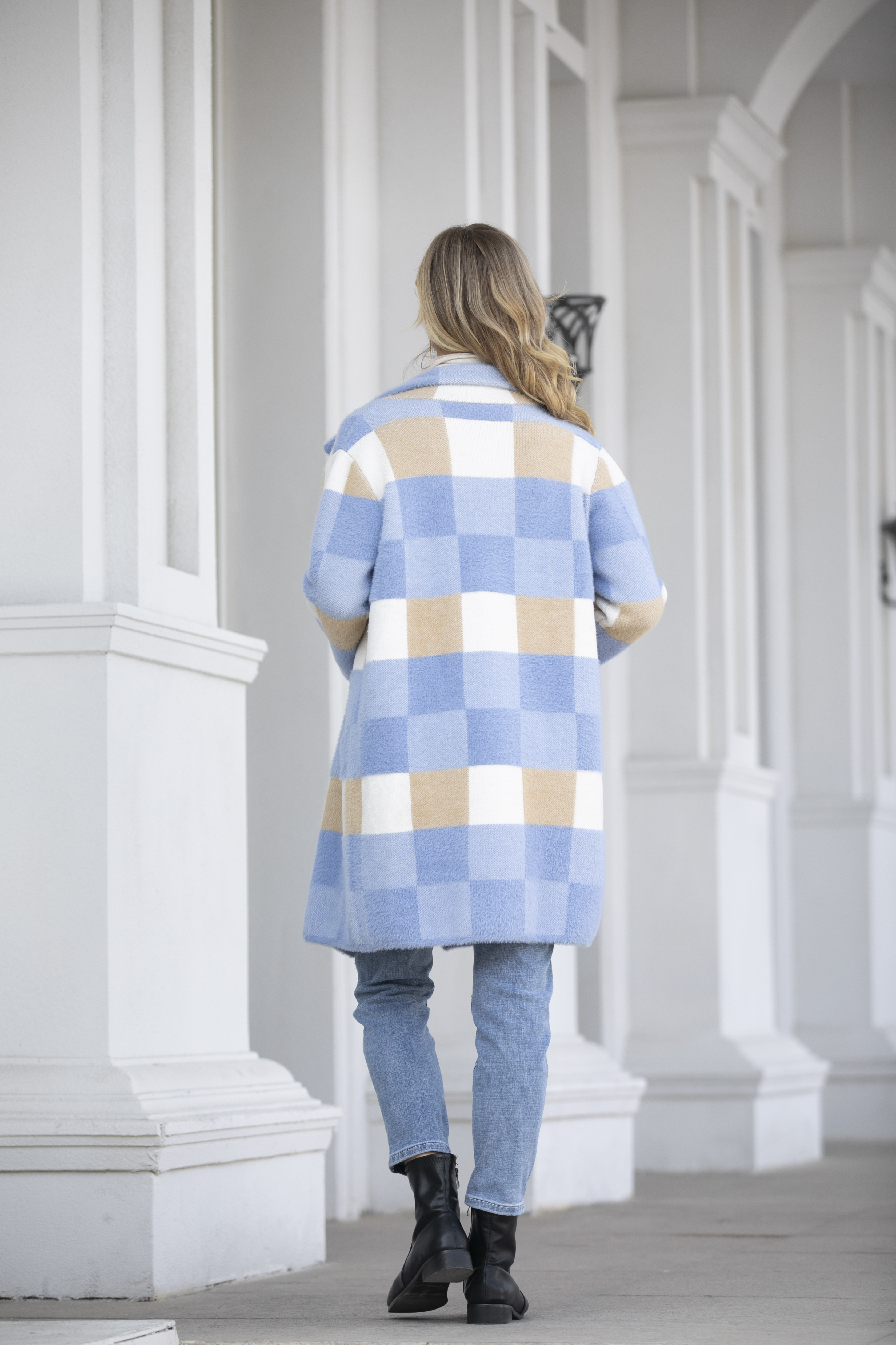 Orange Fashion Village Checkered Long Coatigan - TSC.ca