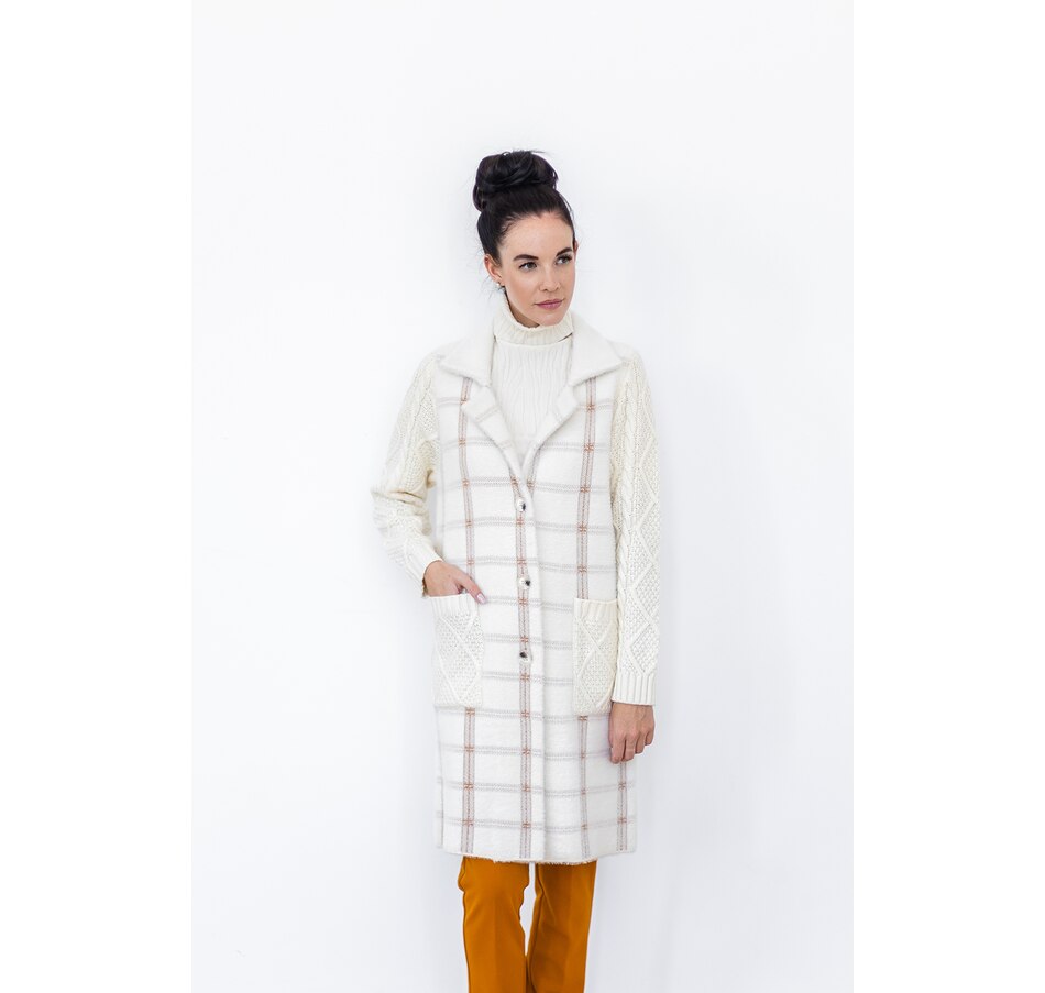 Nado Cable Knit Plaid Sweater Coat - TSC.ca