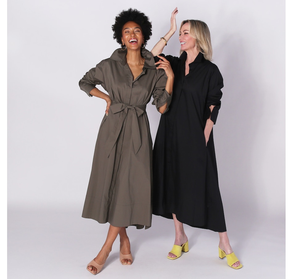 Brian Bailey Cotton Poplin Midi Shirt Dress With Self Belt - TSC.ca