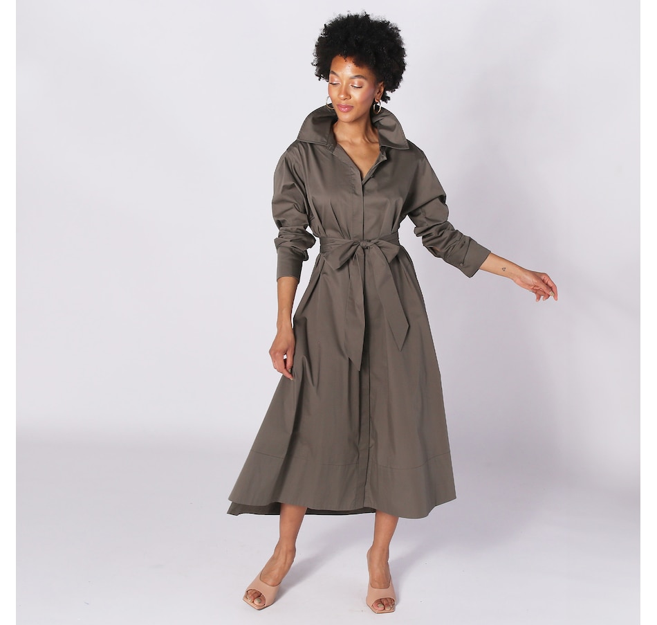 Brian Bailey Cotton Poplin Midi Shirt Dress With Self Belt - TSC.ca