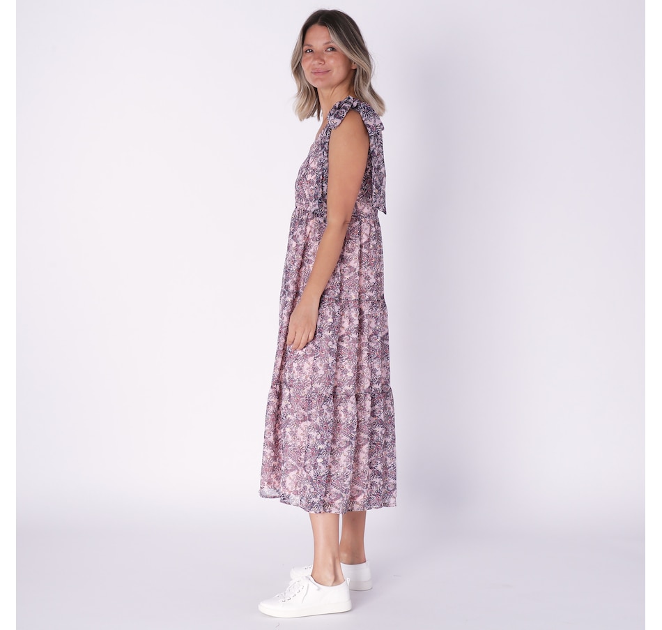 Crystal Kobe Metallic Clip Dot Tie Shoulder Dress - TSC.ca