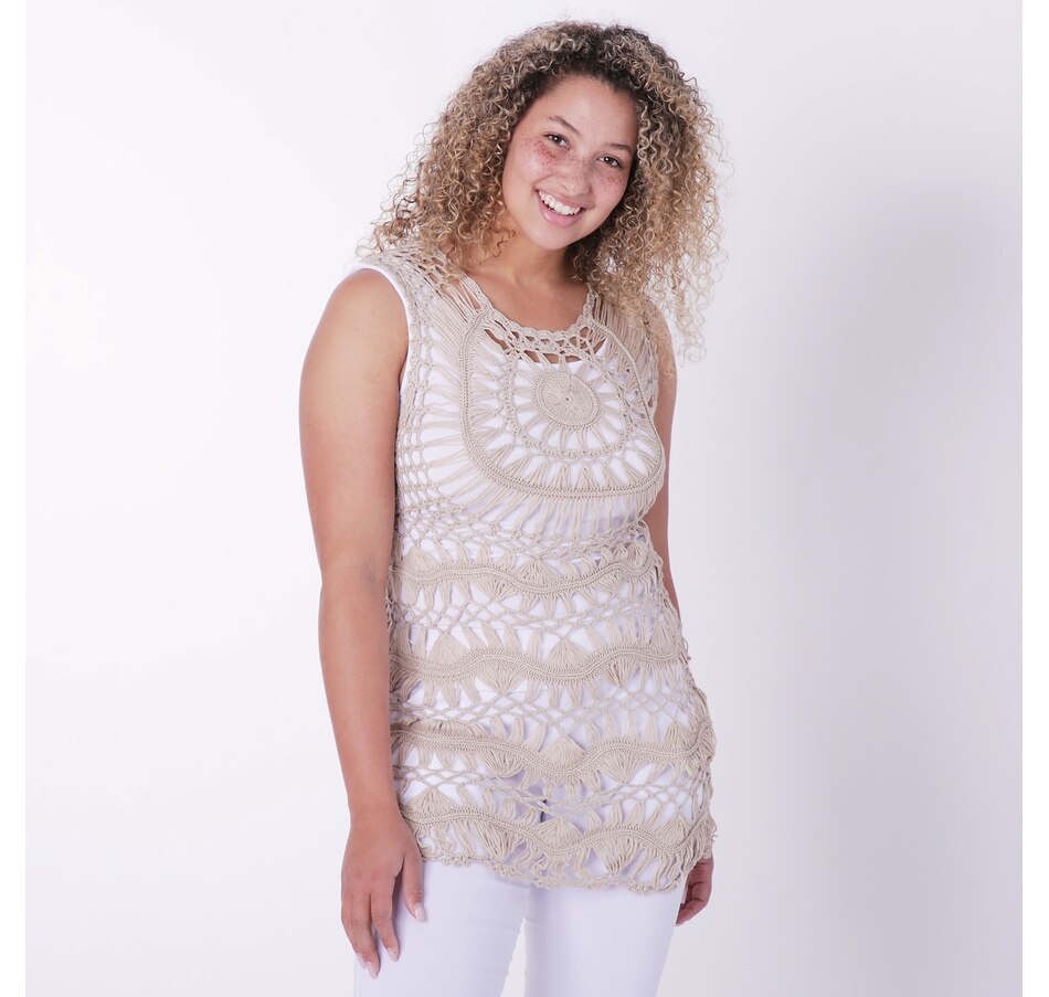 Orange Fashion Village Crochet Knit Pull Over Topper - TSC.ca