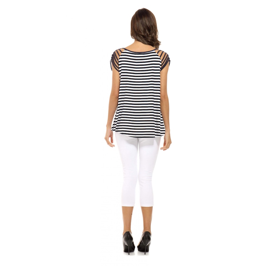 Orange Fashion Village Stripe Top With Cutout Sleeve - TSC.ca