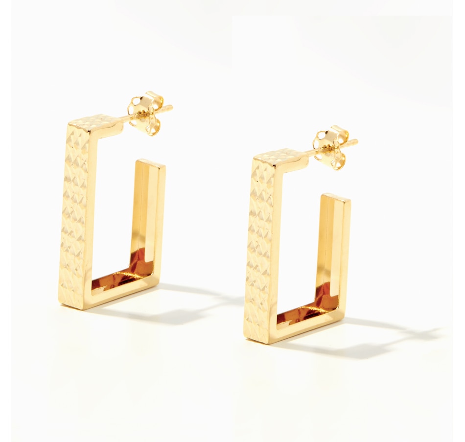 Stefano Oro 14k Yellow Gold Diamond Cut Square Hoop Earrings Tscca 3725