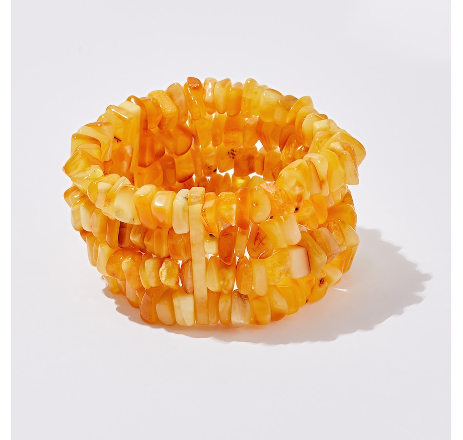 Amber Extraordinaire Baltic Amber 4 Strand Stretch Cuff - TSC.ca