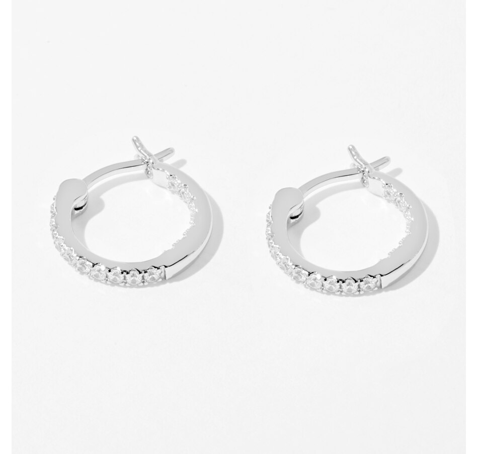 Diamonelle Sterling Silver Rhodium Plate Teardrop Diamonelle Hoop ...