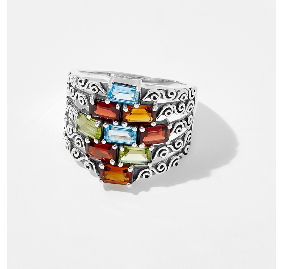 Samuel B Collection Sterling Silver Multi Row Gemstone Ring - TSC.ca